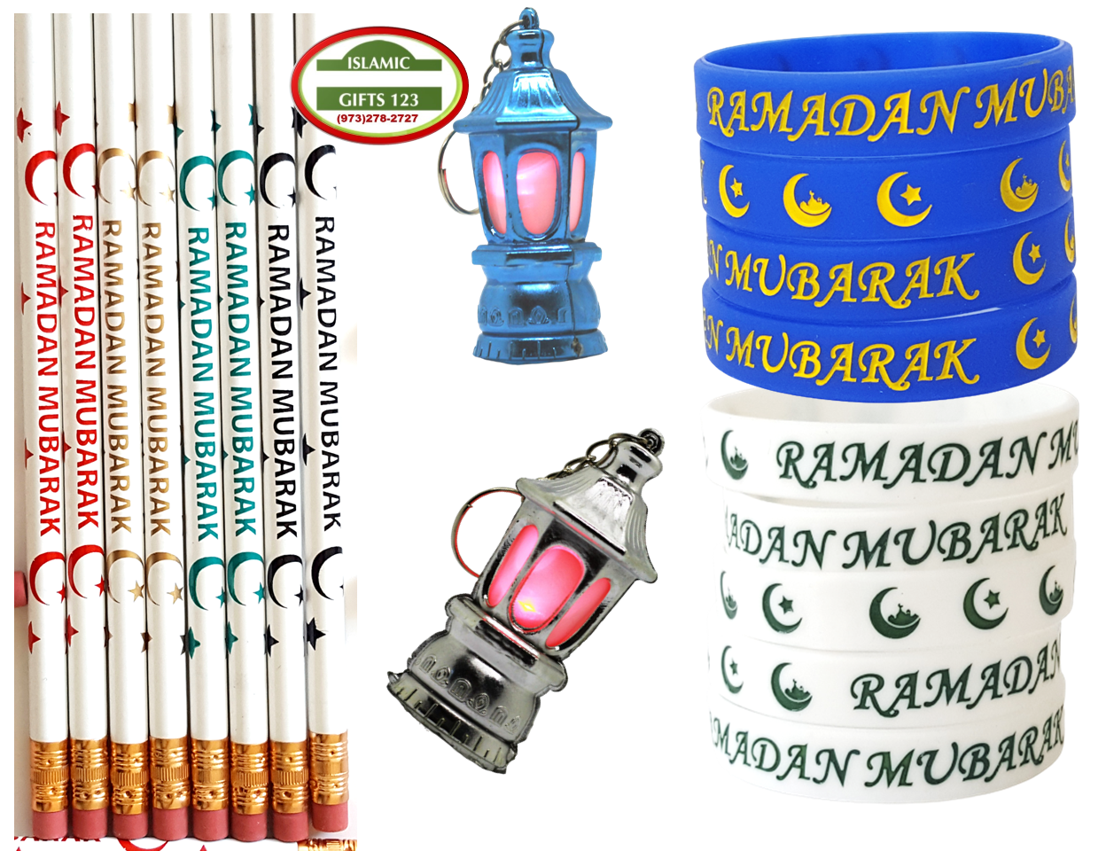 96 PCS Ramadan Favor Set: Lanterns, Pencils, Bands & Buttons for ...