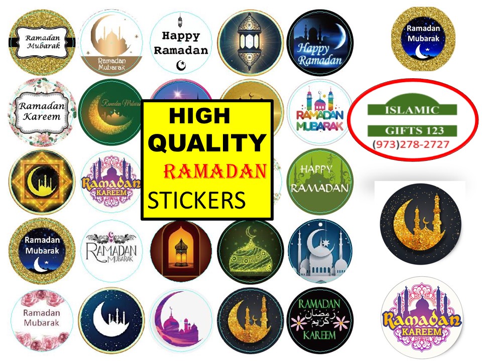 Ramadan Mubarak Stickers 1000-1 Inch - Islamic Gift 123