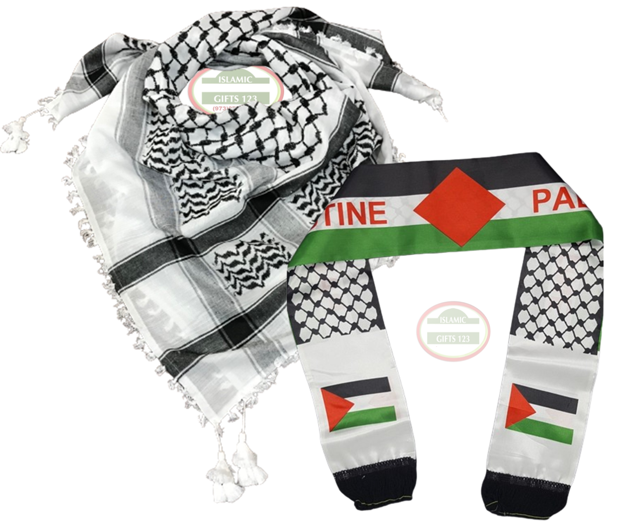 Palestine Scarf 2 IN 1*Pack+BW Keffiah Palestinian scarf - Islamic Gift 123